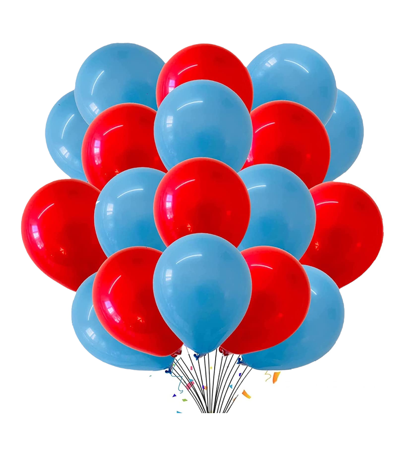 Red Blue & Red Latex Balloons - 50 Pcs - Highland Store